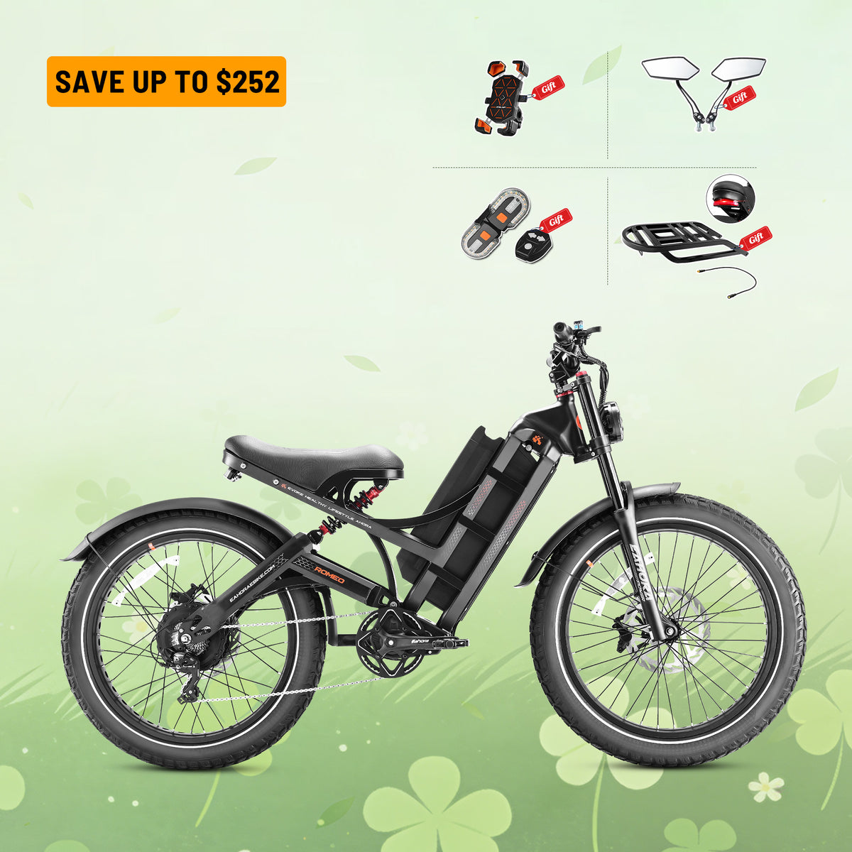 Eahora Romeo Ultra Ebike - 26" 3000W AWD Electric Bike 42 Mph 200 Mi